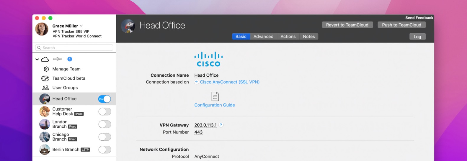 Start Using Cisco AnyConnect SSL VPN on macOS Monterey - in VPN Tracker ...